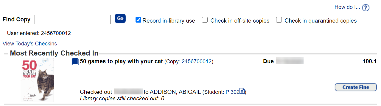 Check In a Library Copy