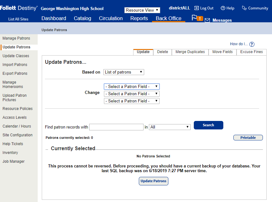 Update Patrons Based on a List of Patrons or a Barcode List or File